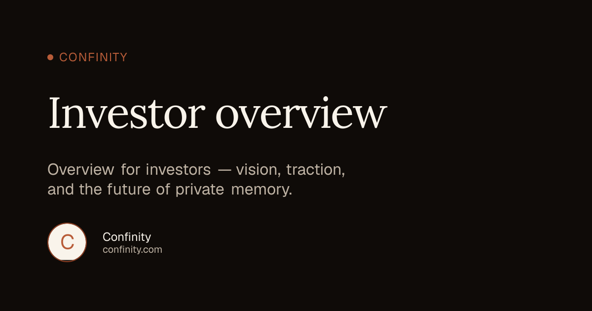 Investor overview | Confinity